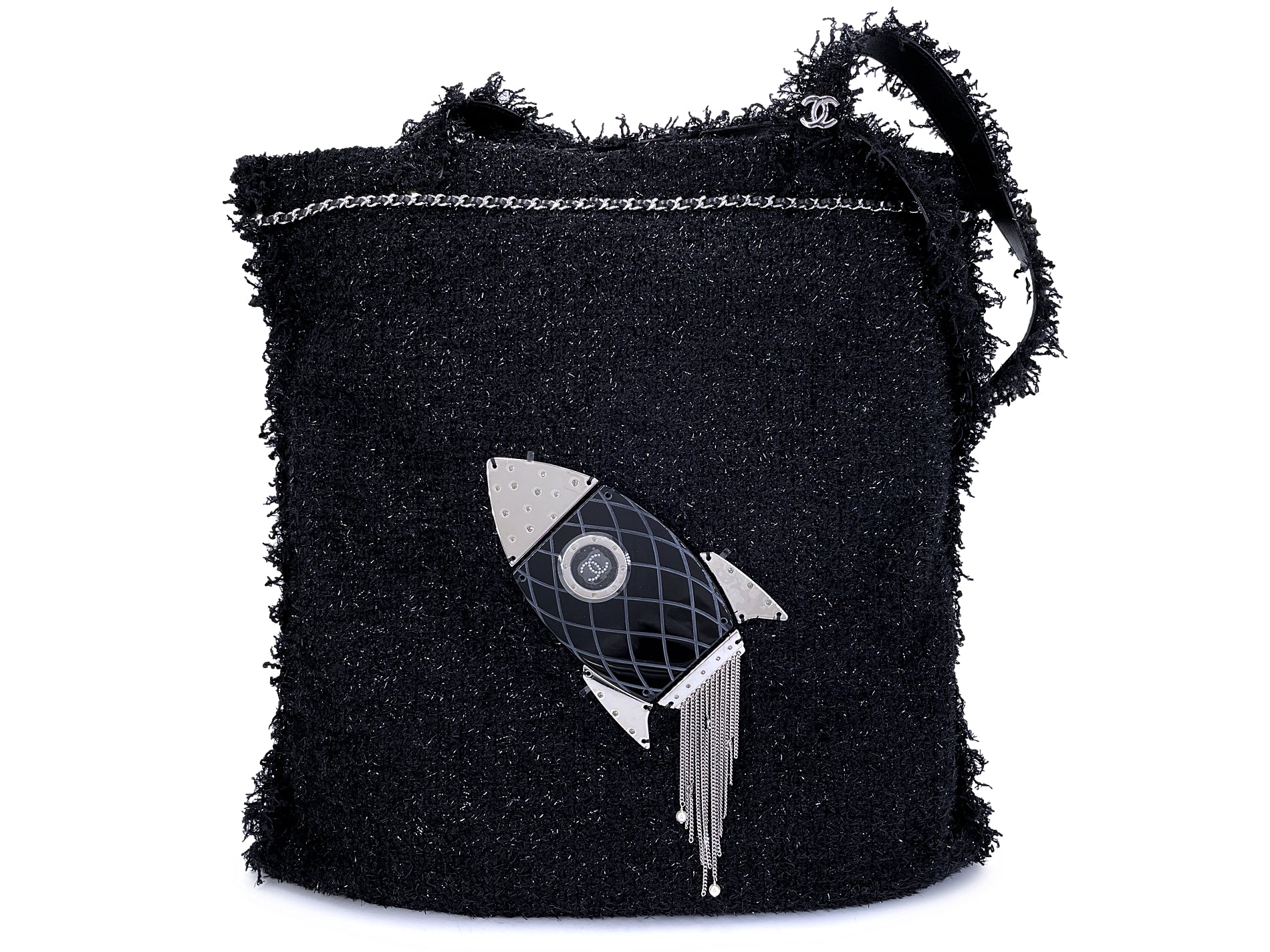 Chanel 2017 Rocket Tote Bag Black Tweed Boucle RHW PTI – Boutique Patina