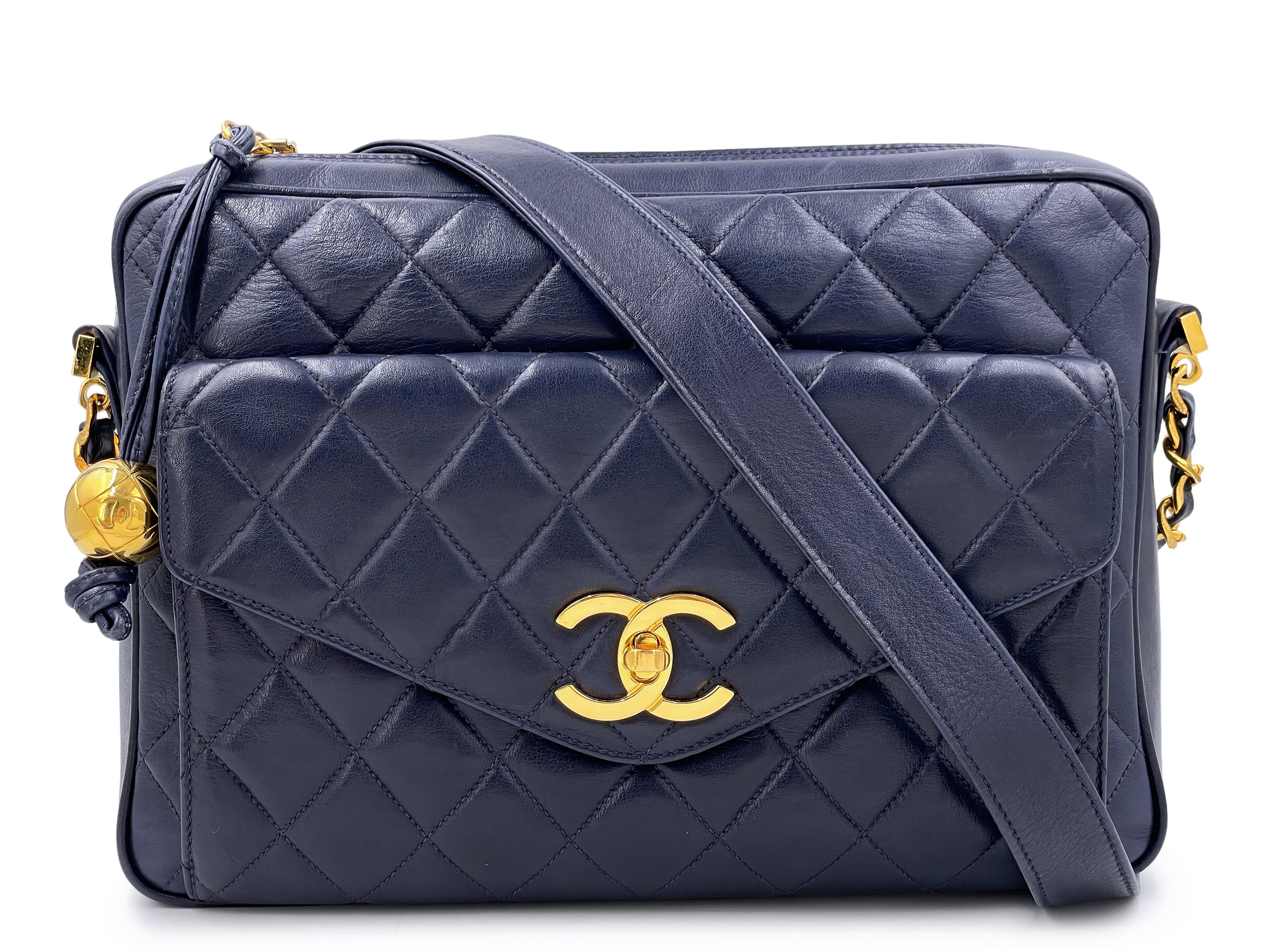 Rare Chanel 1994 Vintage Navy Blue Flap Pocket Camera Case Bag 24k GHW ...