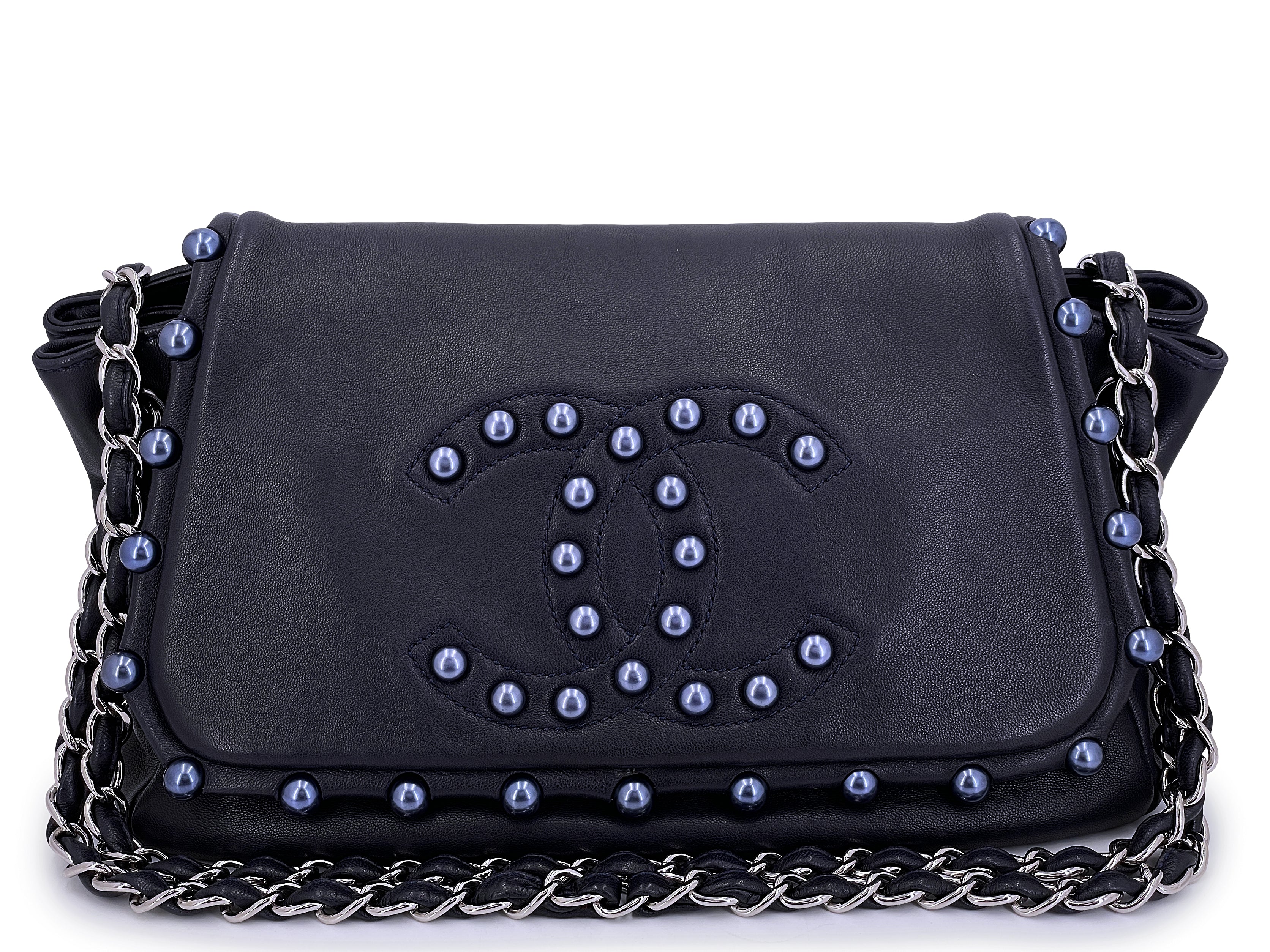 Chanel Vintage 2009 Pearl Obsession Black Jeweled Flap Bag SHW ...