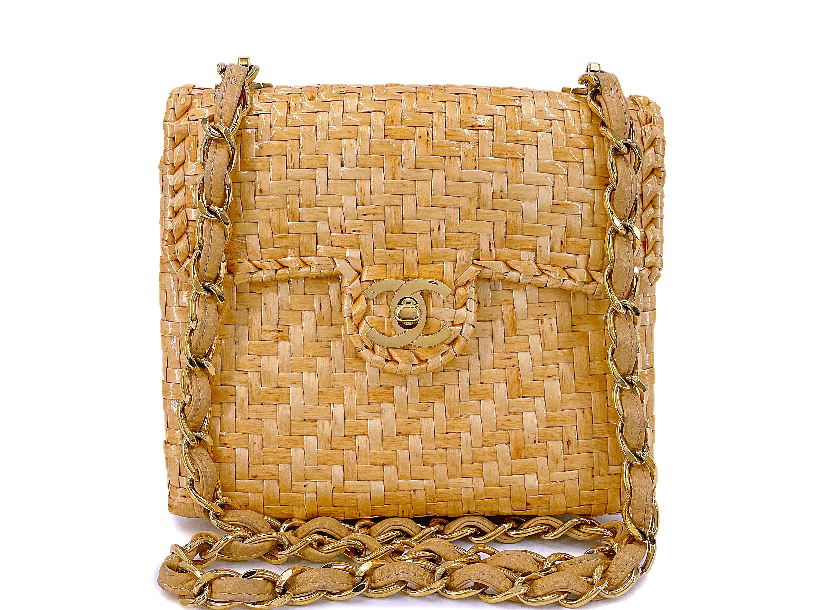 Rare Chanel 2000 Vintage Rattan Wicker Mini Flap Bag 24k GHW 11J ...